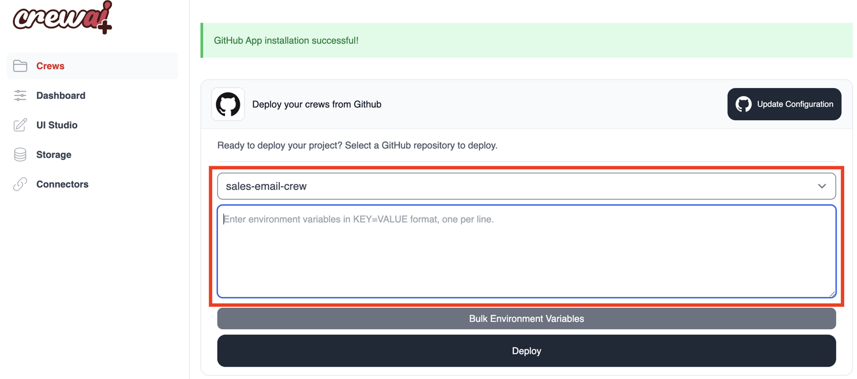 Deploying your crew to crewAI Enterprise