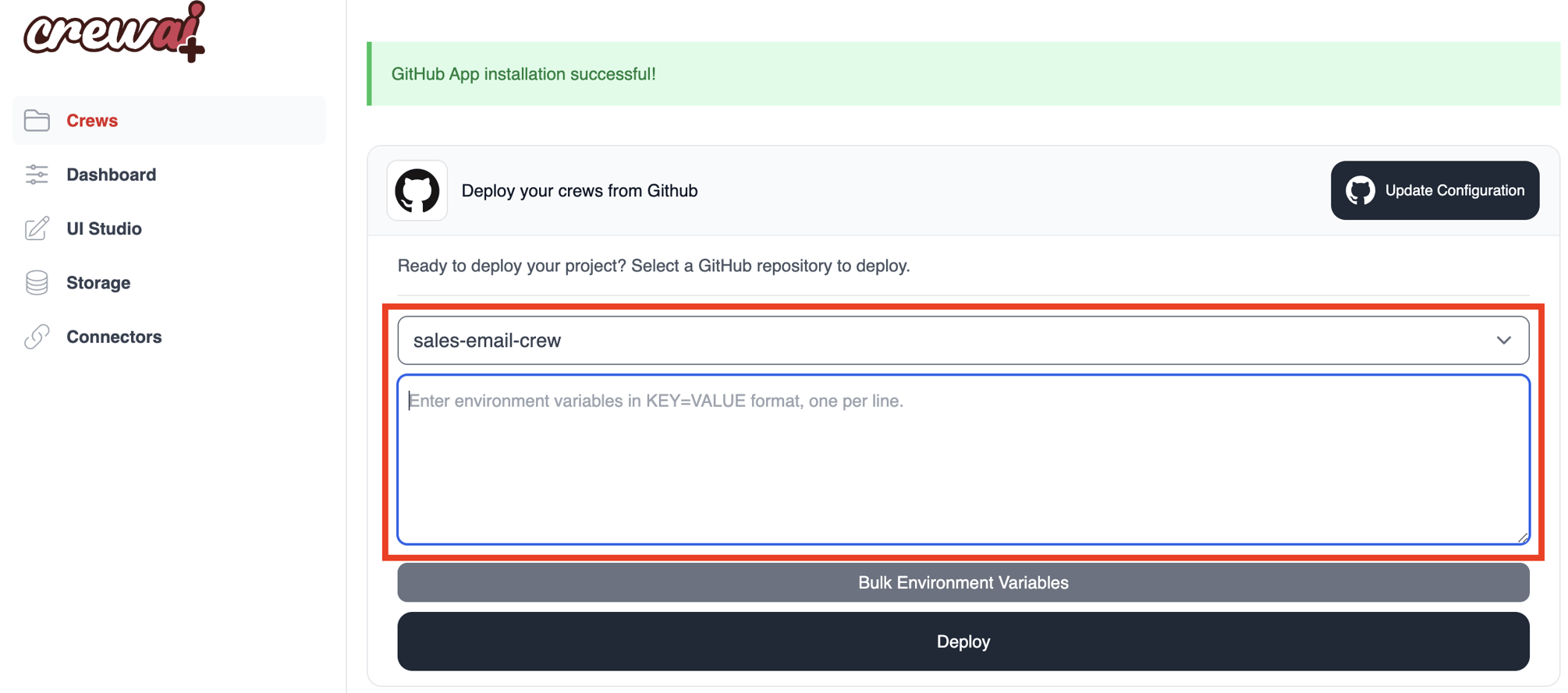 Deploying your crew to crewAI Enterprise